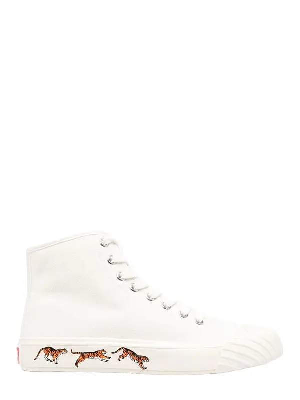 Kenzo Tiger Print High-top Sneakers - White