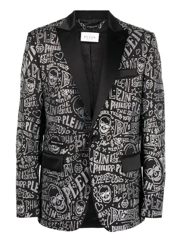 Philipp Plein Logo-embellished Single-breasted Blazer - Black