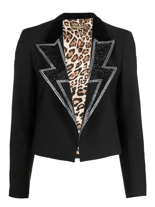 Philipp Plein Rhinestone Embellished Blazer - Black