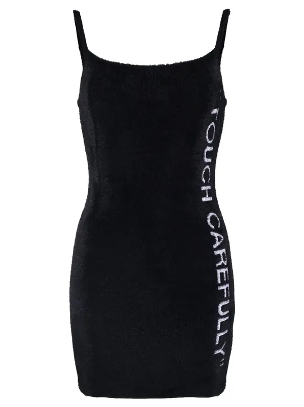 Off-White Slogan Detail Mini Dress - Black