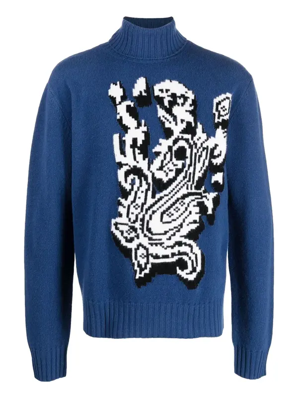 Etro Paisley-knit Roll-neck Jumper - Blue