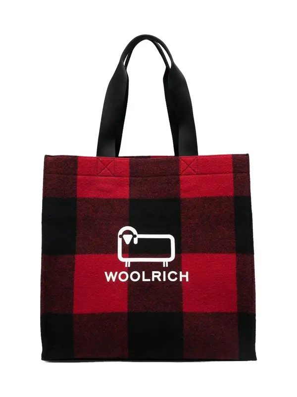 Woolrich Tartan Logo Tote Bag - Red