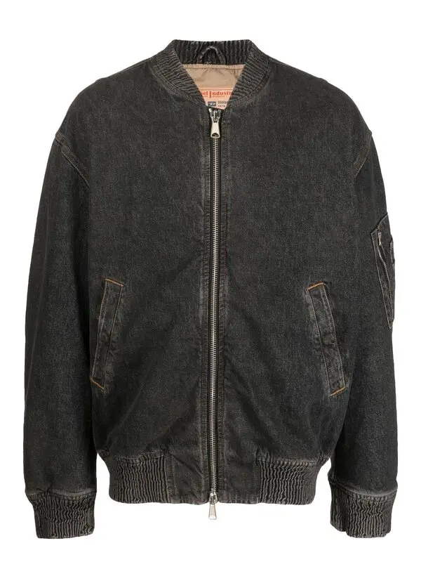 DIESEL® D-weltik Denim Bomber Jacket - Black