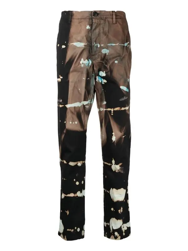 STAIN SHADE Tie-dye Straight-leg Trousers - Black