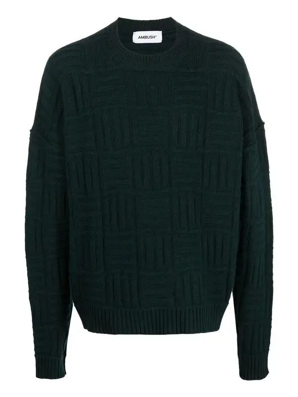 AMBUSH Monogram-pattern Crew Neck Jumper - Green