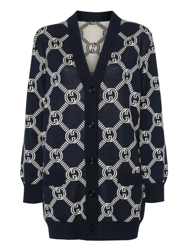 Gucci Gg Jacquard Reversible Cardigan - Blue