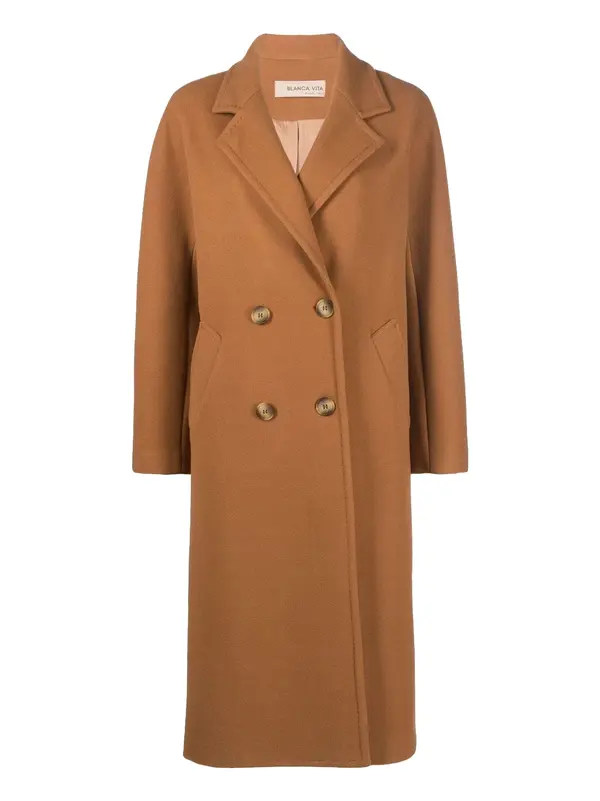 BLANCA VITA Double-breasted Coat - Brown