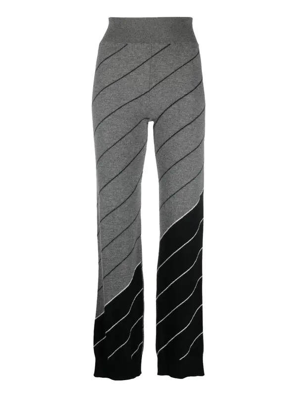 Stella McCartney Diagonal Stripe Wool Flared Trousers - Grey