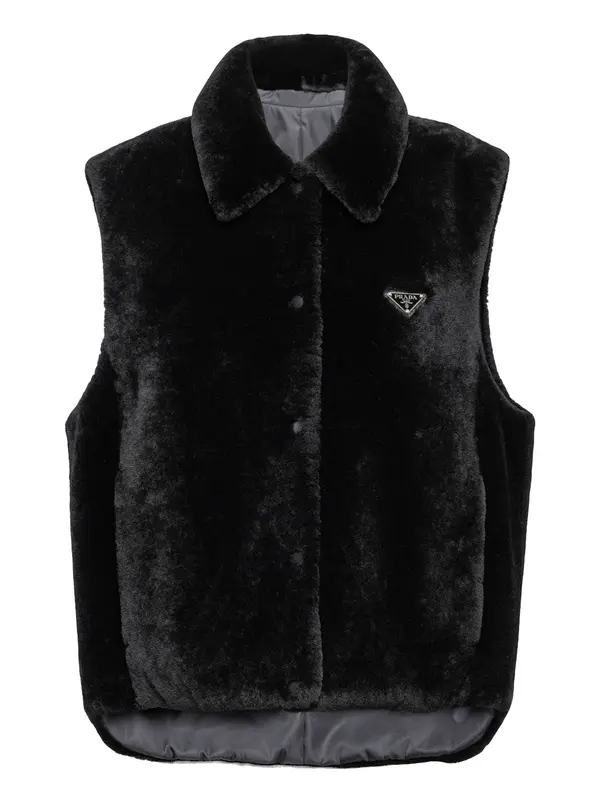 Prada Reversible Shearling Vest - Black