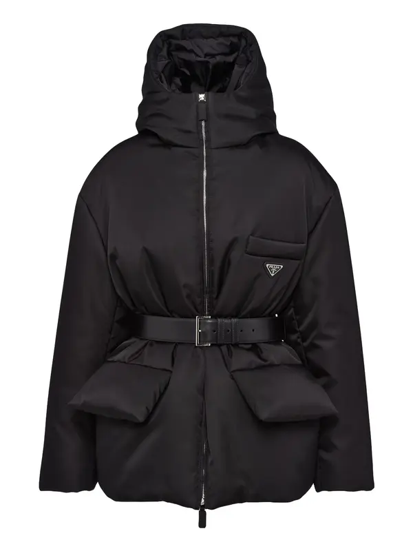 Prada Re-nylon Hooded Down Jacket - Black