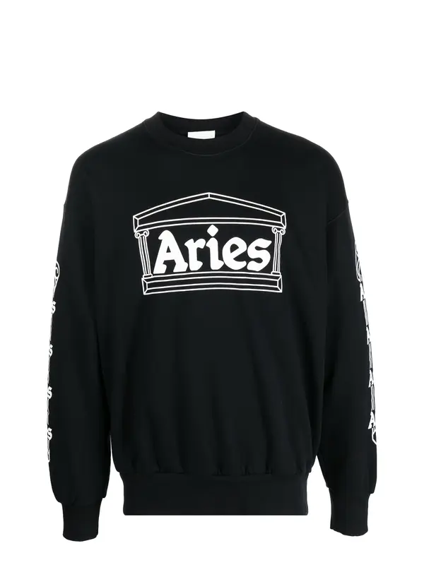 Aries Logo-print Long-sleeve Top - Black
