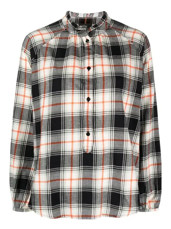 Woolrich Check-print Ruffle Shirt - Black