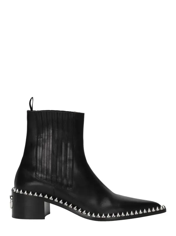 Dolce & Gabbana Studded Leather Ankle Boots - Black