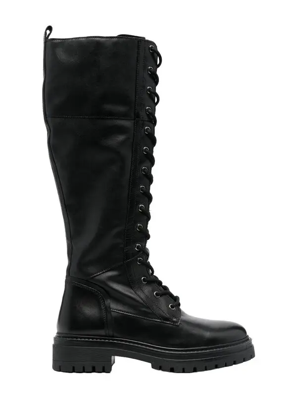 Geox 30mm Iridea Leather Calf Boots - Black