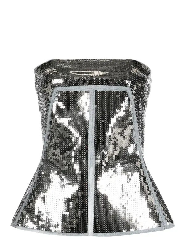Rick Owens Sequin-embellished Bustier Top - Silver