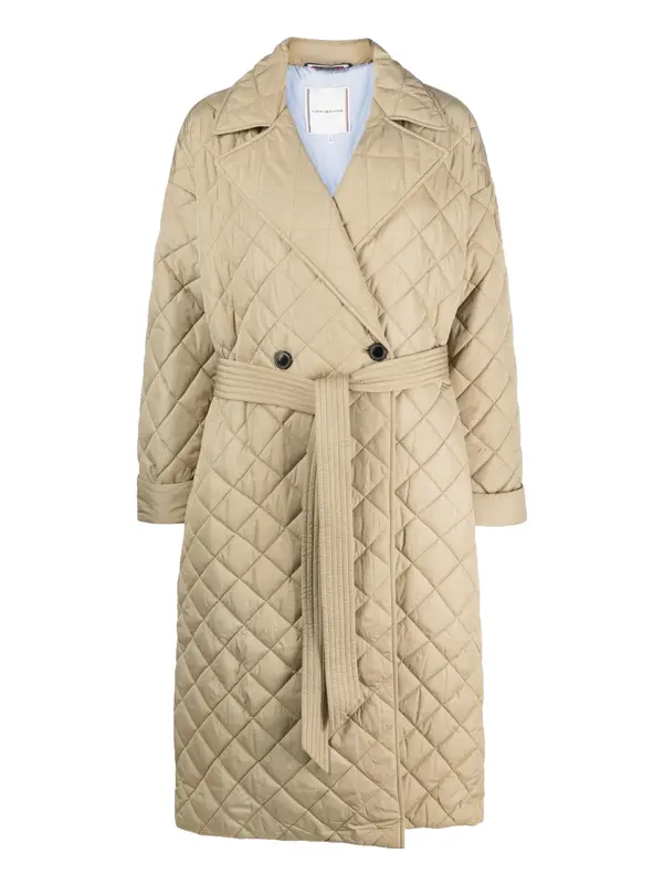 Tommy Hilfiger Sorona Quilted Belted Coat - Neutrals