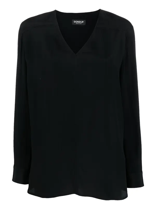 DONDUP V-neck Long Sleeve Top - Black