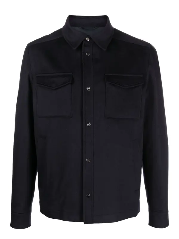 Herno Virgin Wool-cashmere Shirt Jacket - Blue