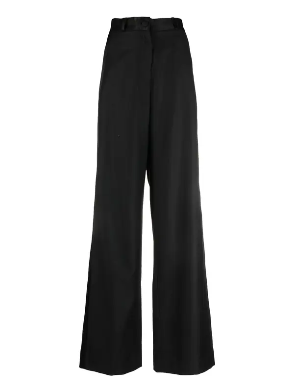 ALMAZ Wool Wide-leg Trousers - Black