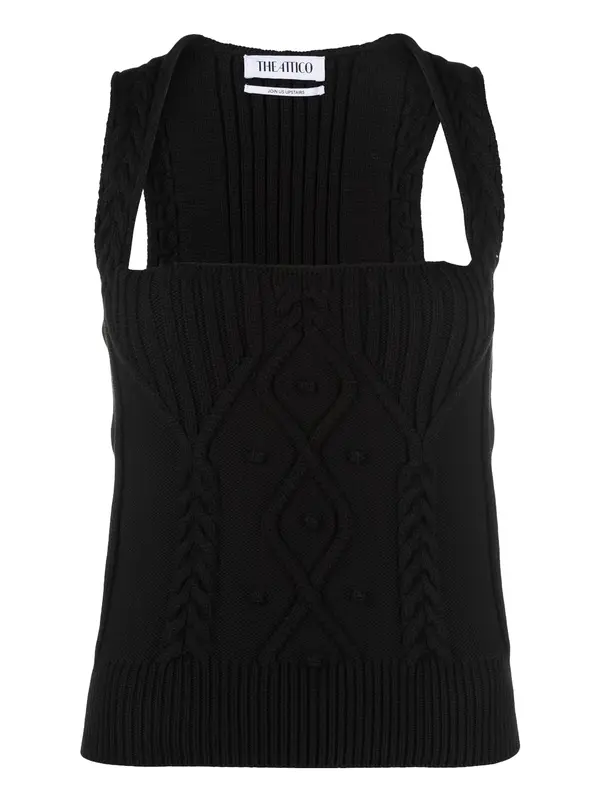 Attico Sofia Knitted Top - Black