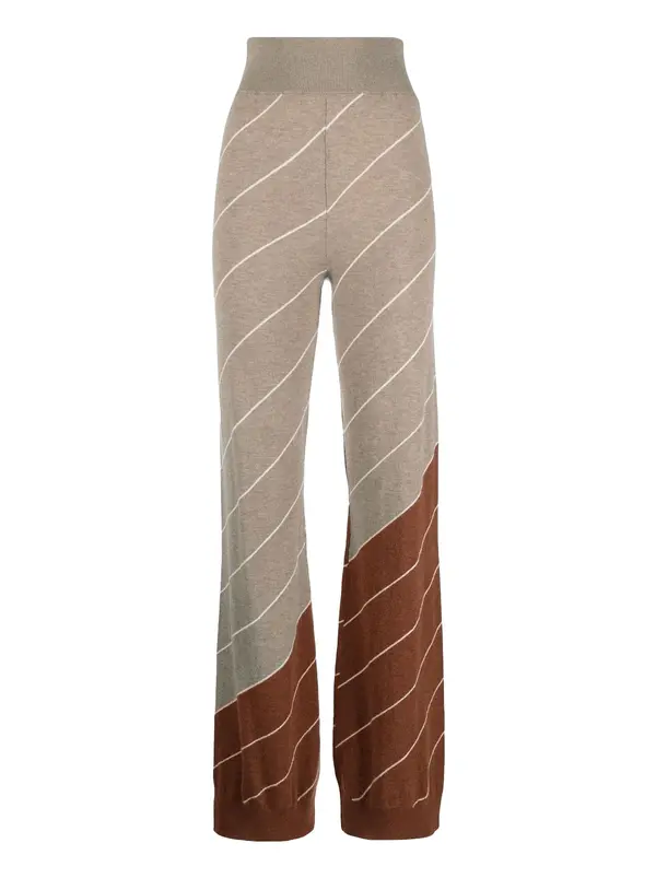 Stella McCartney Diagonal-stripe Wool Trousers - Neutrals