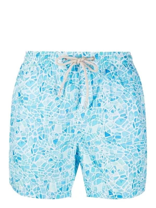 MC2 SAINT BARTH Mosaic-motif Swim Shorts - Blue