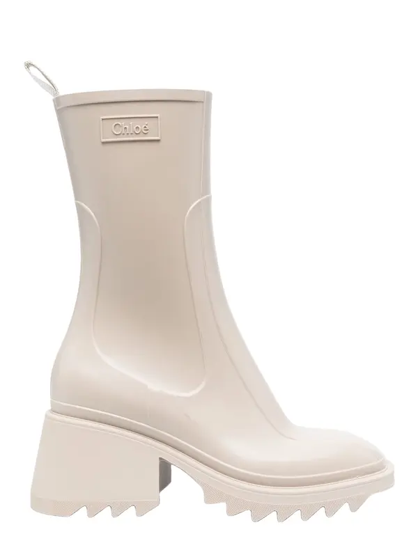 Chloé 70mm Debossed-logo Boots - Neutrals