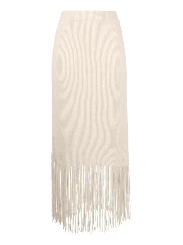 Zimmermann Fringe-detail High-waisted Skirt - Neutrals
