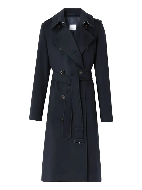 Burberry Kensington Cashmere Trench Coat - Blue