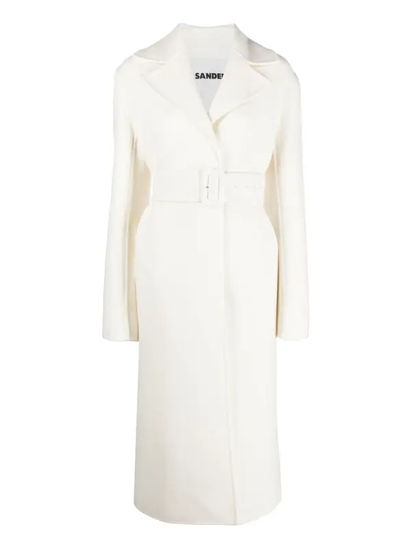JIL SANDER Belted Single-breasted Coat - White
