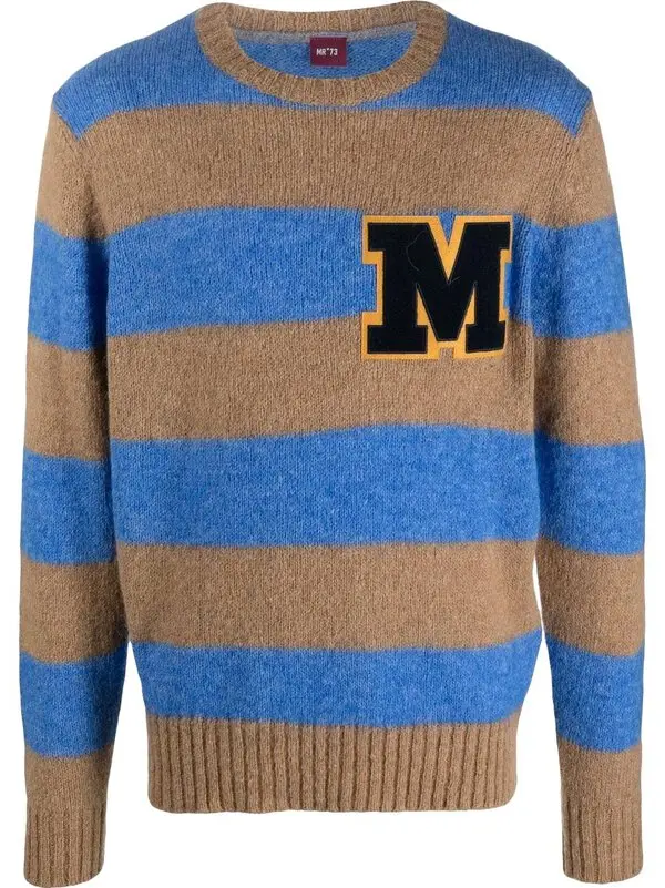 MANUEL RITZ Striped Mohair-wool Jumper - Blue