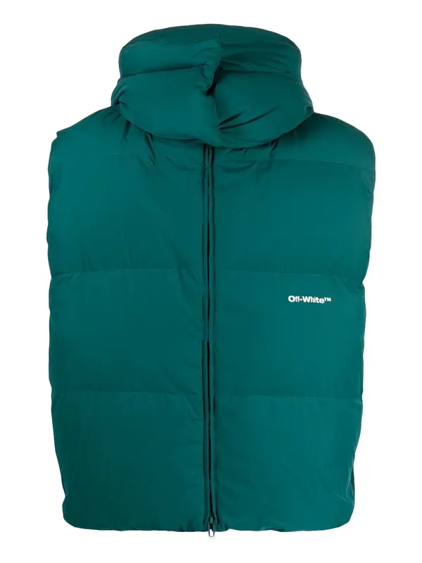 Off-White Logo-print Padded Gilet - Green