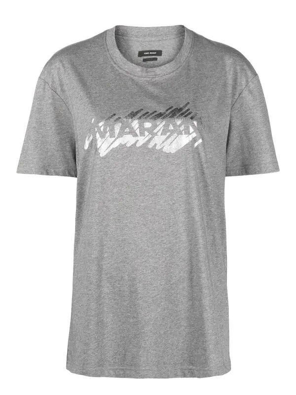 Isabel Marant Logo-print Organic-cotton T-shirt - Grey