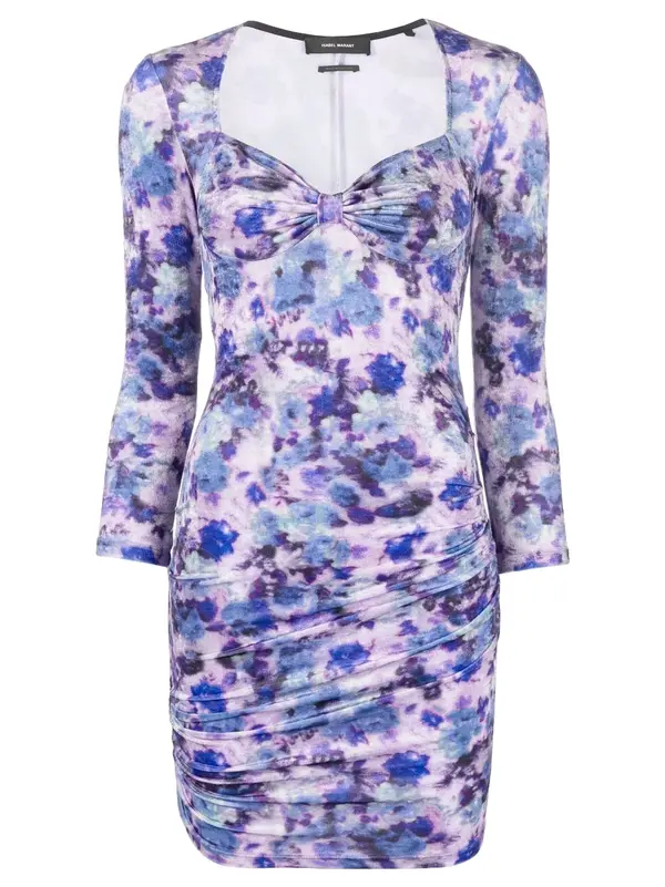 Isabel Marant Floral-print Ruched Minidress - Purple