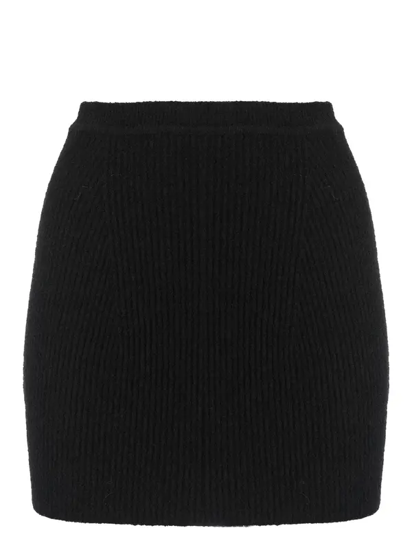 Wardrobe.NYC Ribbed Knit Mini Skirt - Black