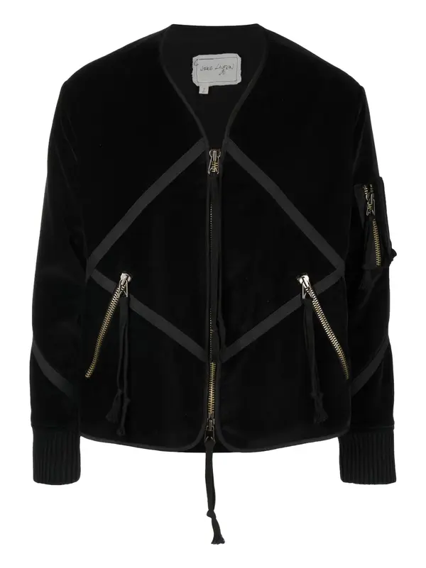 GREG LAUREN Velvet Patchwork Jacket - Black
