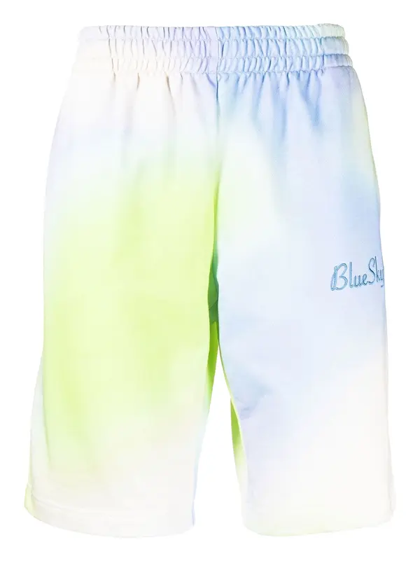 BLUE SKY INN Embroidered Logo Tie-dye Shorts - Blue