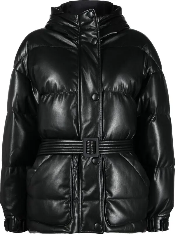 IENKI IENKI Faux-leather Padded Jacket - Black