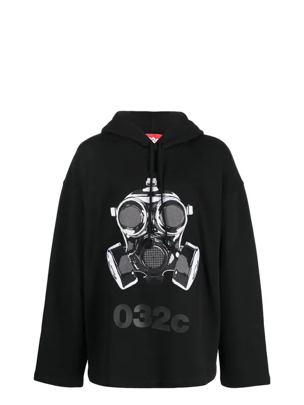 032C Graphic-print Hoodie - Black