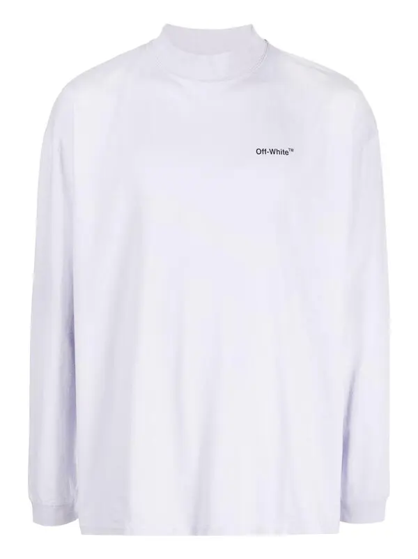 Off-White Arrows Mock-neck Cotton T-shirt - Purple