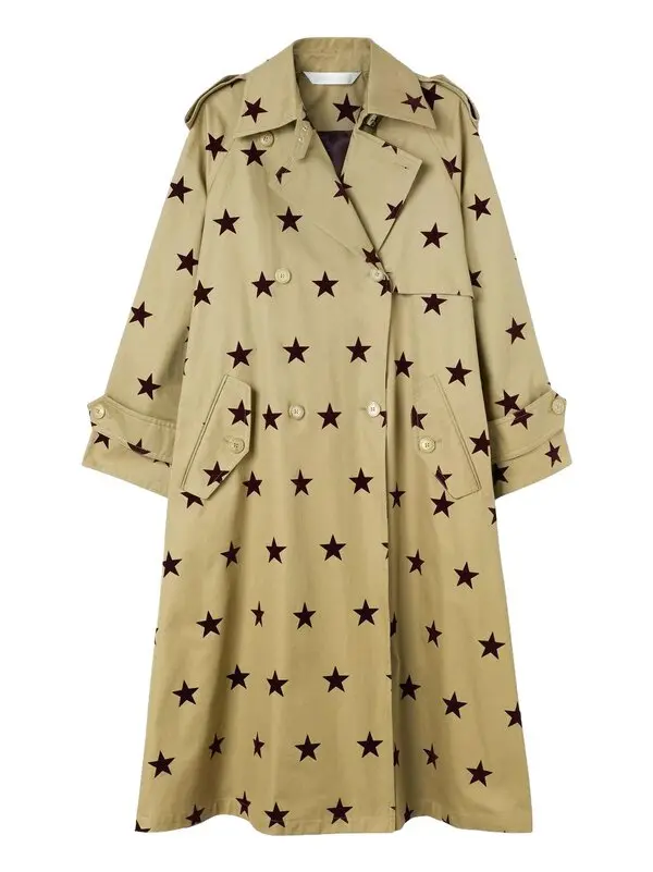 Palm Angels Stars Trench Coat - Brown