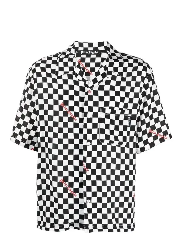 Palm Angels Checkerboard-print Bowling Shirt - Black