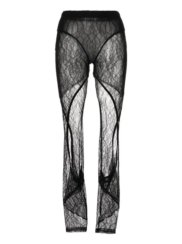 DION LEE Lace High-waisted Leggings - Black