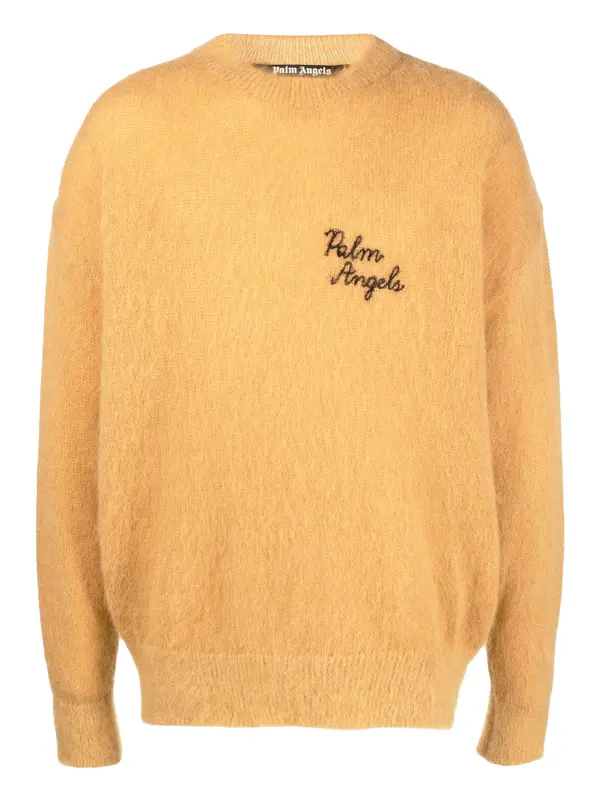 Palm Angels Palm-motif Crew-neck Jumper - Yellow