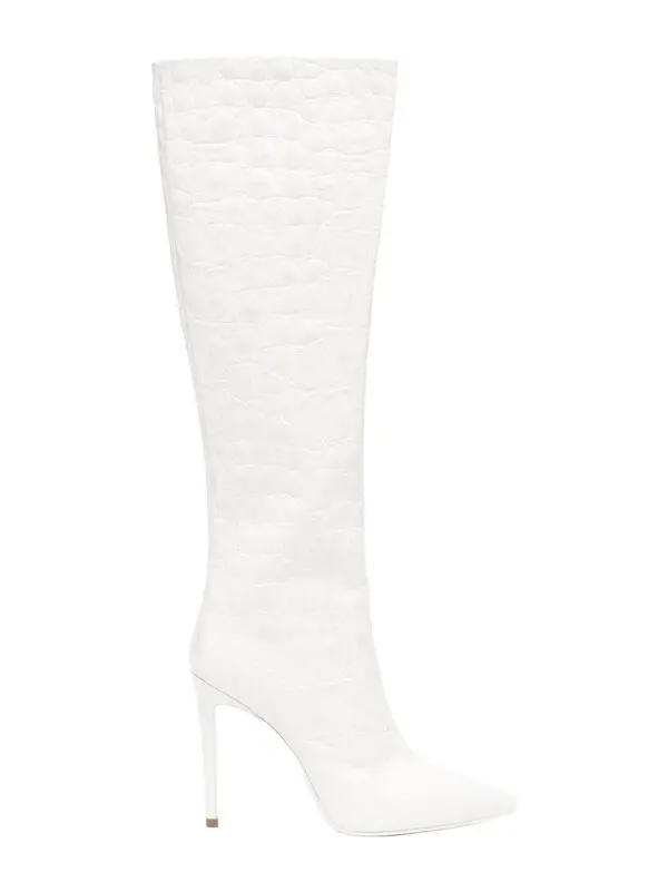 Paris Texas 110mm Leather Stiletto Boots - White