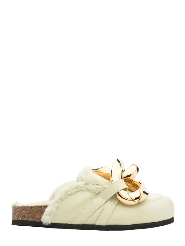 JW Anderson Leather Chain Mules - Green