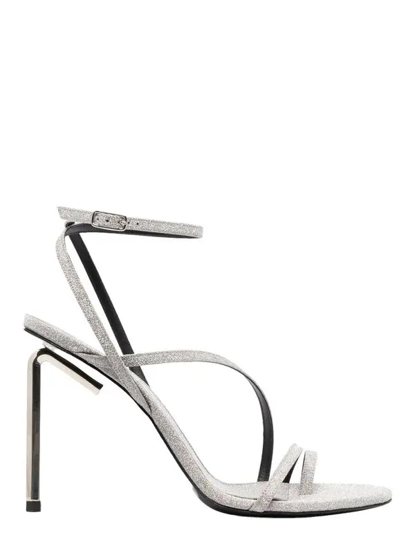 Off-White Allen Glitter 110mm Leather Sandals - Silver