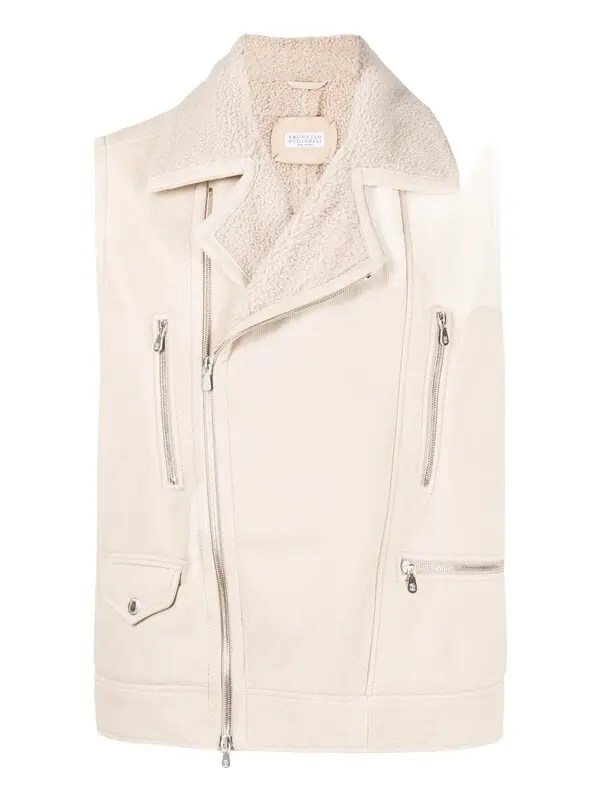 Brunello Cucinelli Zip-up Leather Vest - Neutrals