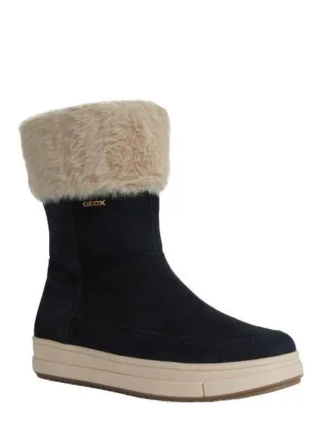 Geox Waterproof Faux-fur Collar Boots - Dk Navy
