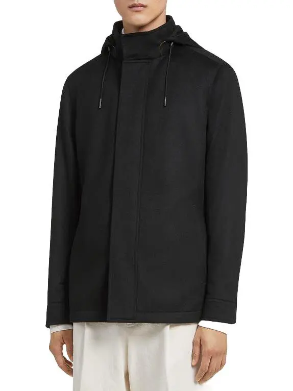Zegna Oasi Cashmere Lite Hooded Field Jacket - Black